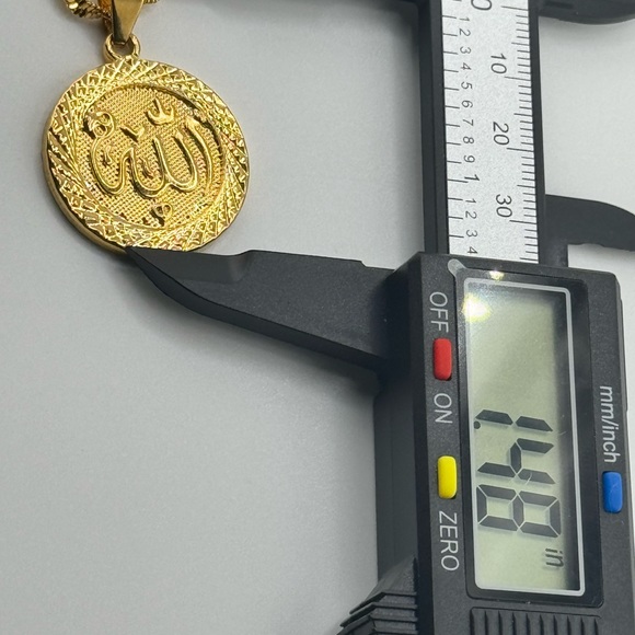 Accessories | 22k Yellow Gold Hard Carved Diamond Cut Allah Pendant W ...